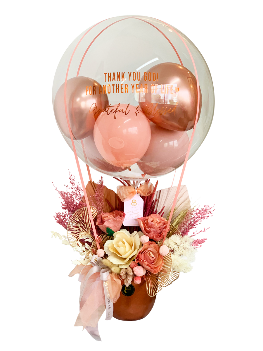 "Rosey" | Mini Hot Air Balloon - Dried Flowers – Balloons & Blooms